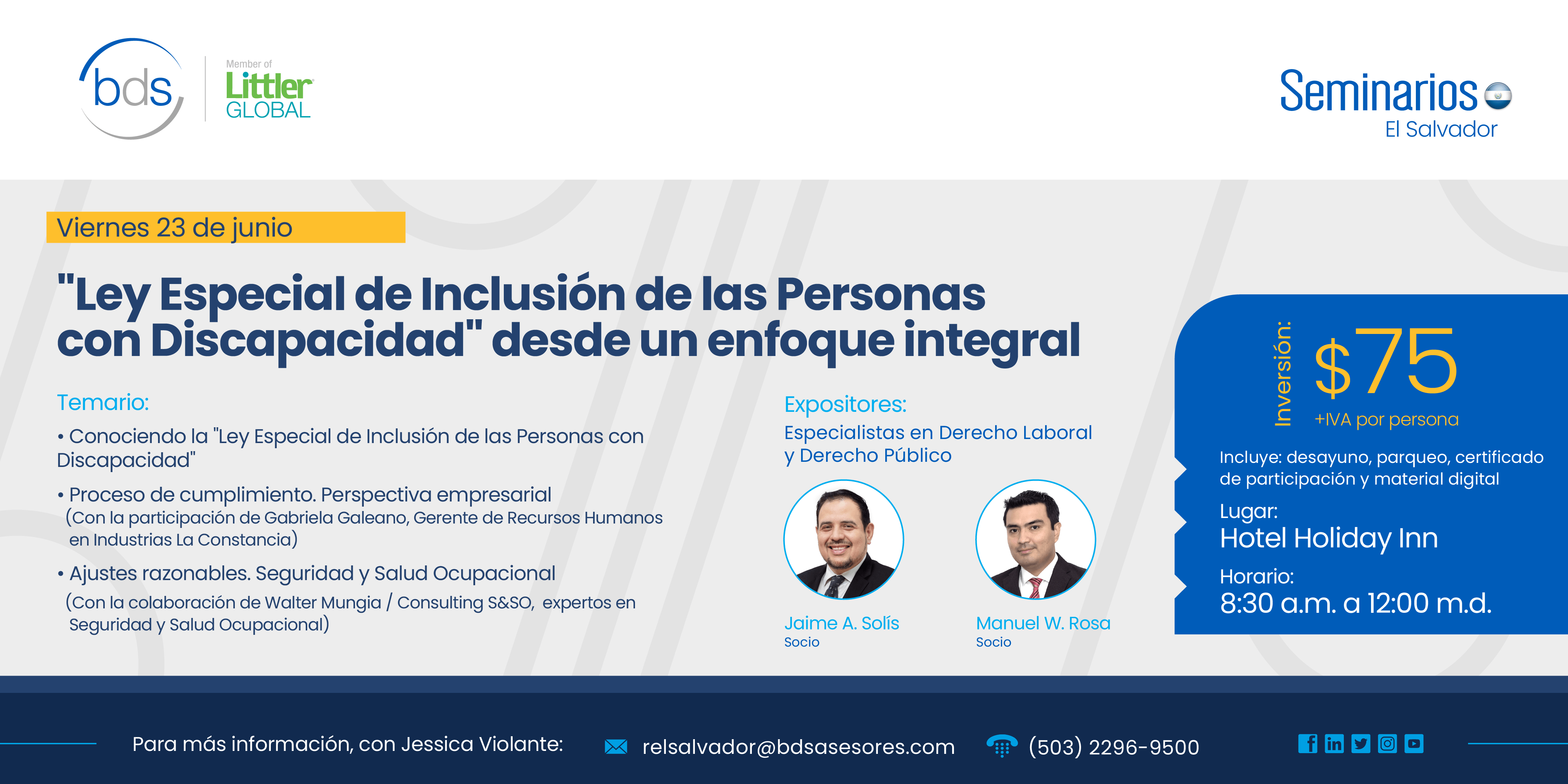 Seminario: Ley Especial de Inclusión de las Personas con Discapacidad desde un enfoque regional ...